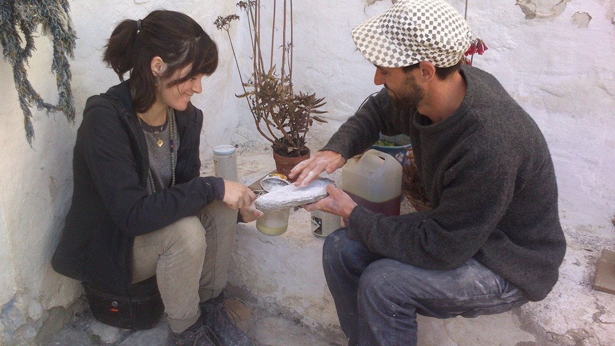 Natural paint experiments - making flour paint - Sunseed Desert Technology